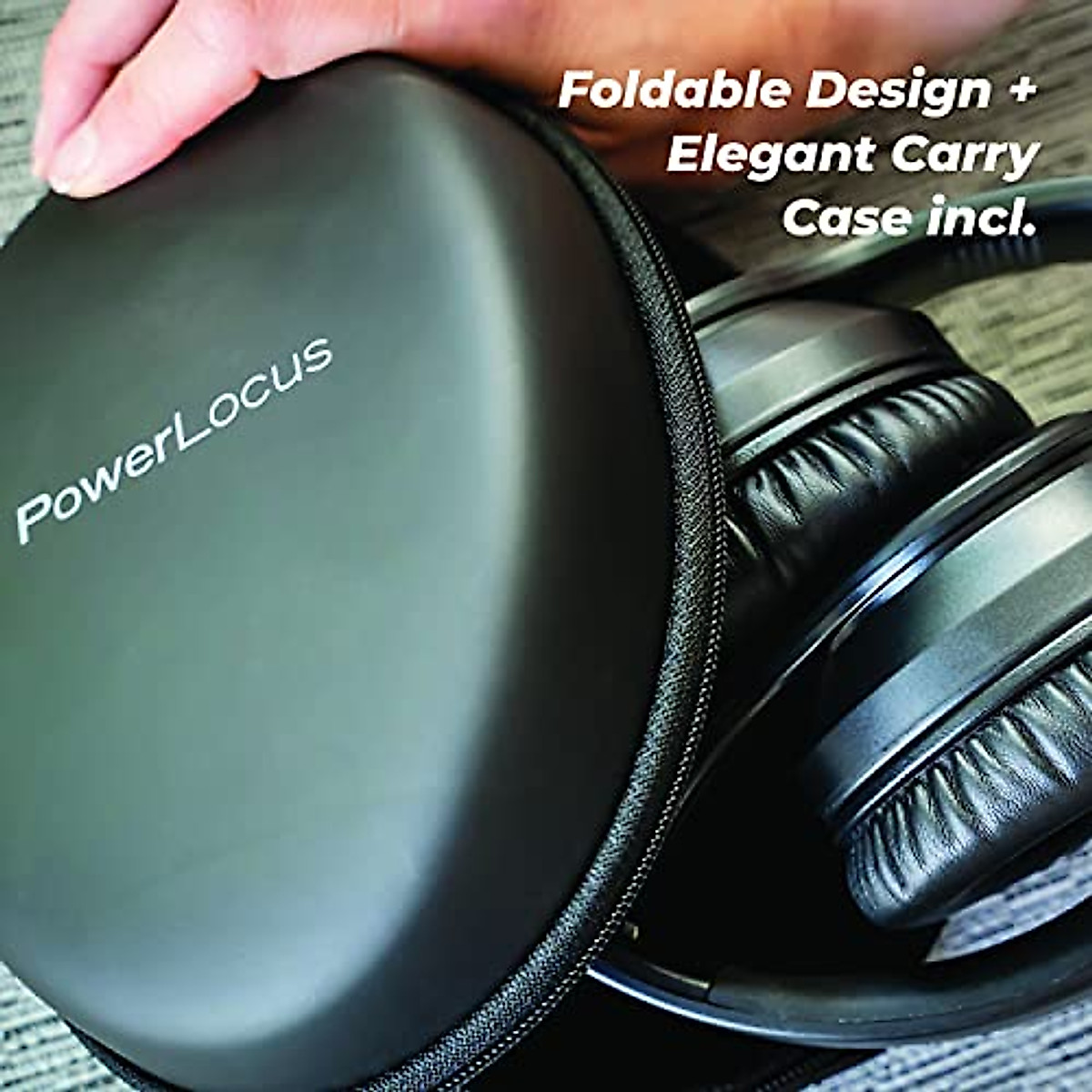 PowerLocus Active Noise Cancelling Headphones Over Ear, Wireless Headphones with Microphone, Hi-Fi Stereo, Soft Memory Foam Ear Cups, 35H Playtime and Fast Charging for Phones, Home Office, TV, Travel