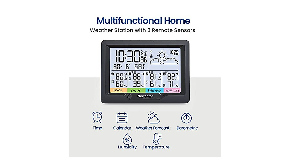 Newentor Weather Station Wireless Indoor Outdoor Multiple Sensors ...
