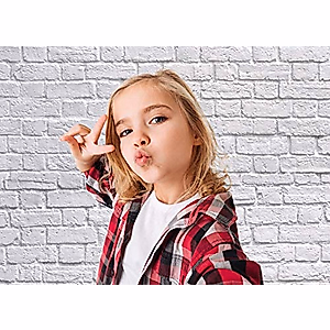 SJOLOON White Brick Wall Backdrop White Brick Photo Backdrop Thin Vinyl Photography Backdrop Background Studio Prop 10931 (8x8FT)