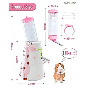 Guinea Pig Water Bottle, Small Animal Water Bottle No Drip, OVERTANG 2 in 1 125ml Rodent Pet Water Bottle No Drip for Cage Hanging Water Feeding Bottles Auto Dispenser for Hamster Guinea Pig Rabbit