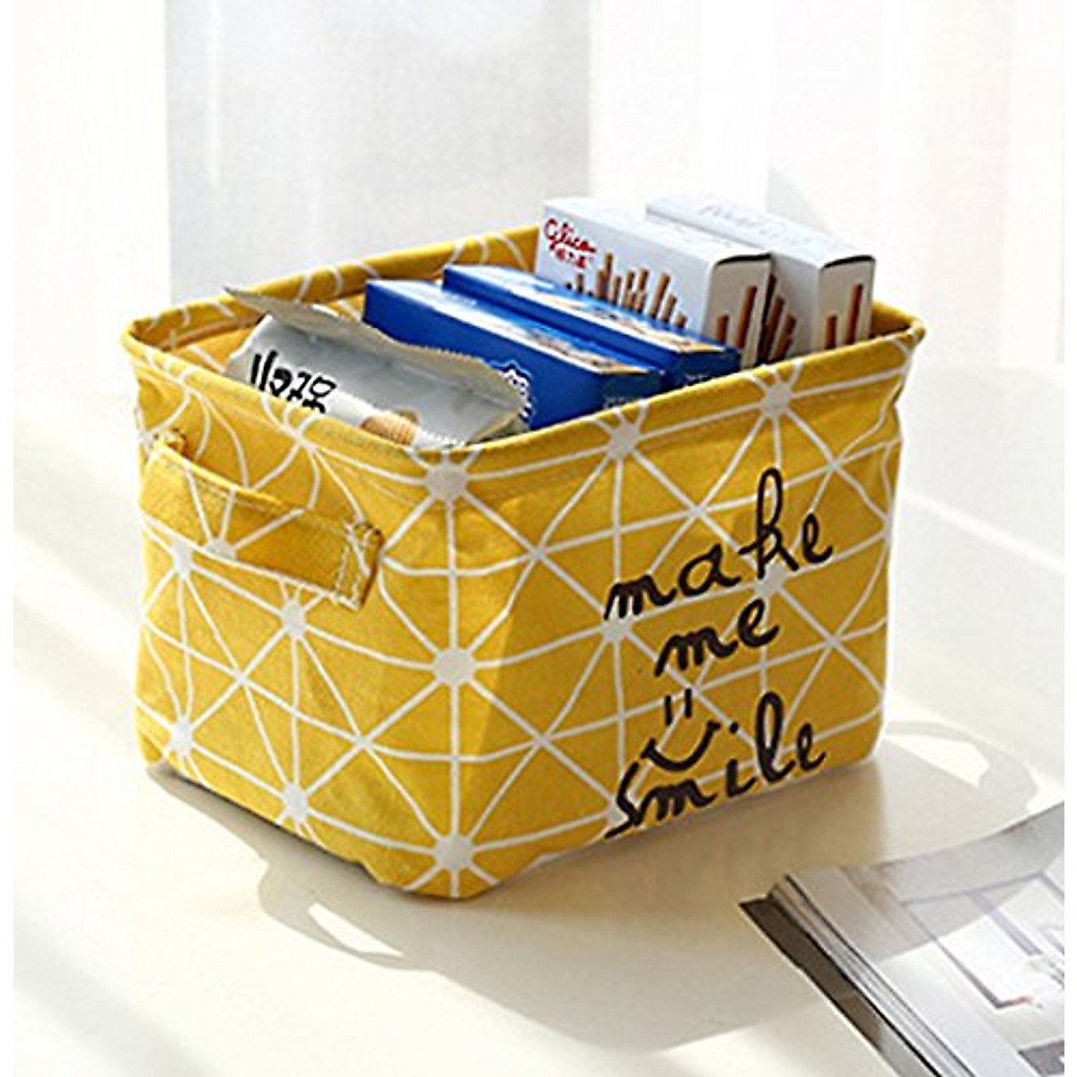 Lannu Canvas Storage Bins Organizer Toy Basket Classical Black and White Fabric Cloth Home Decor,Small,Set of 4