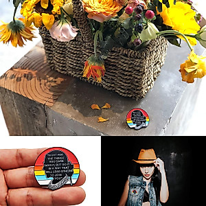 Arturbo for RBG Pin Notorious Dissent for Ruth Ginsburg Justice Women Power Feminist Enamel Lapel Pin Badges For Hats Jackets Bags Backpacks Gifts Decoration