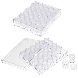 SING F LTD 2pcs Embroidery Diamond Storage Box Small Beads Diamond Containers with 60pcs Pot Jars Screw-Top Lids for Jewelry DIY Art Craft Rhinestones Sewing