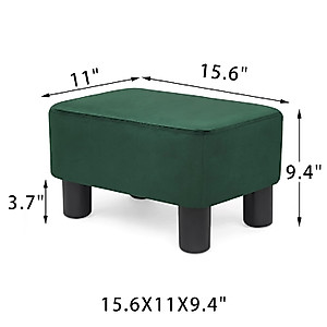 Joveco Small Footstool Ottoman Fabric Footrest Modern Rectangular Footstools for Living Room Bedroom (Green)