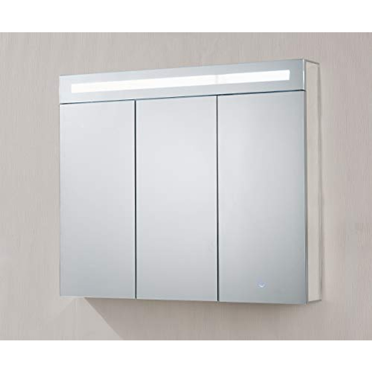 Fine Fixtures Bathroom Medicine Cabinet, Aluminum, Recessed/Surface Mount, 36" x 30", 3 Door, Mirrored Interior w/LED