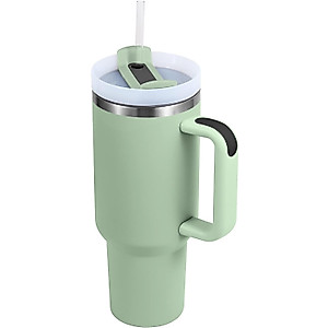 GOGOJOVE 40 OZ Tumbler with Handle and Straw,Double Wall Vacuum Reusable Stainless Steel Water Bottle for Home, Office or Car,Keep Hot/Cold for Hours (Grey)