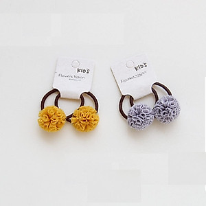 Hot&Sattion 20pcs Baby Toddler Flower Pom Ball Hair Ties for Girls, Small Hair Ties for Kids, Multicolor No-metal Hair Elastics Stretchy Ponytail Holders