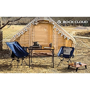 ROCK CLOUD 2 Pack Portable Compact Camping Chair Ultralight Folding Chairs Outdoor Lrage-Size for Camp Hiking Backpacking Lawn Beach Sports, Two-Heights Adjustable (Black-Large)