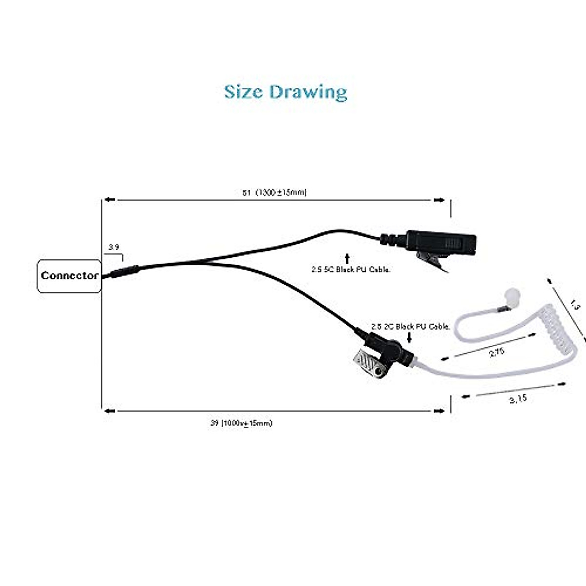 Klykon 2-Wire Covert Acoustic Tube Surveillance Earpiece Headset Mic PTT Kit for Motorola XPR3500e XPR3000 XPR3300 XPR3300e XPR3500 Two Way Radio Walkie Talkie