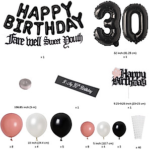 Gothic Death To My 20s Decorations for Her Women, Rip To My Twenties Funeral For My Youth 30th Birthday Decorations Supplies