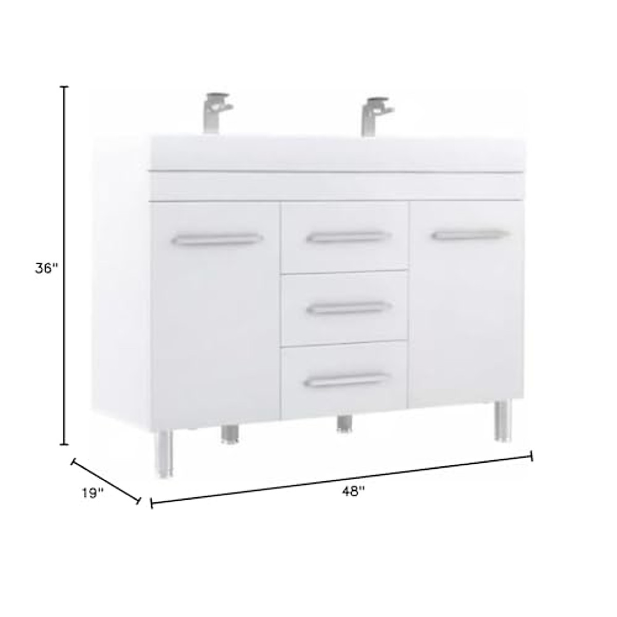 Alya Bath Ripley Bathroom Vanity, 48, White