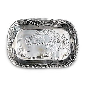 Arthur Court Aluminum Metal Horse Equestrian Food Service Tray, Desktop Storage Organizer, Catchall, Valet, Nightstand or Dresser 9.5 inch Long