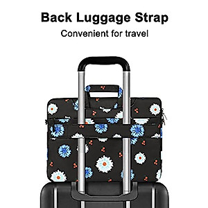 MOSISO Laptop Shoulder Bag Compatible with MacBook Pro 16 inch 2023-2019 M2 A2780 M1 A2485 Pro/Max A2141/Pro 15 A1398,15-15.6 inch Notebook,Calliopsis Flower Carrying Briefcase Sleeve with Belt,Black
