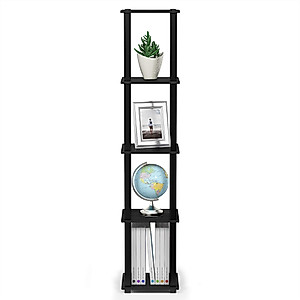 FURINNO Turn-S-Tube 5-Tier Corner Square Rack Display Shelf, Americano/Black