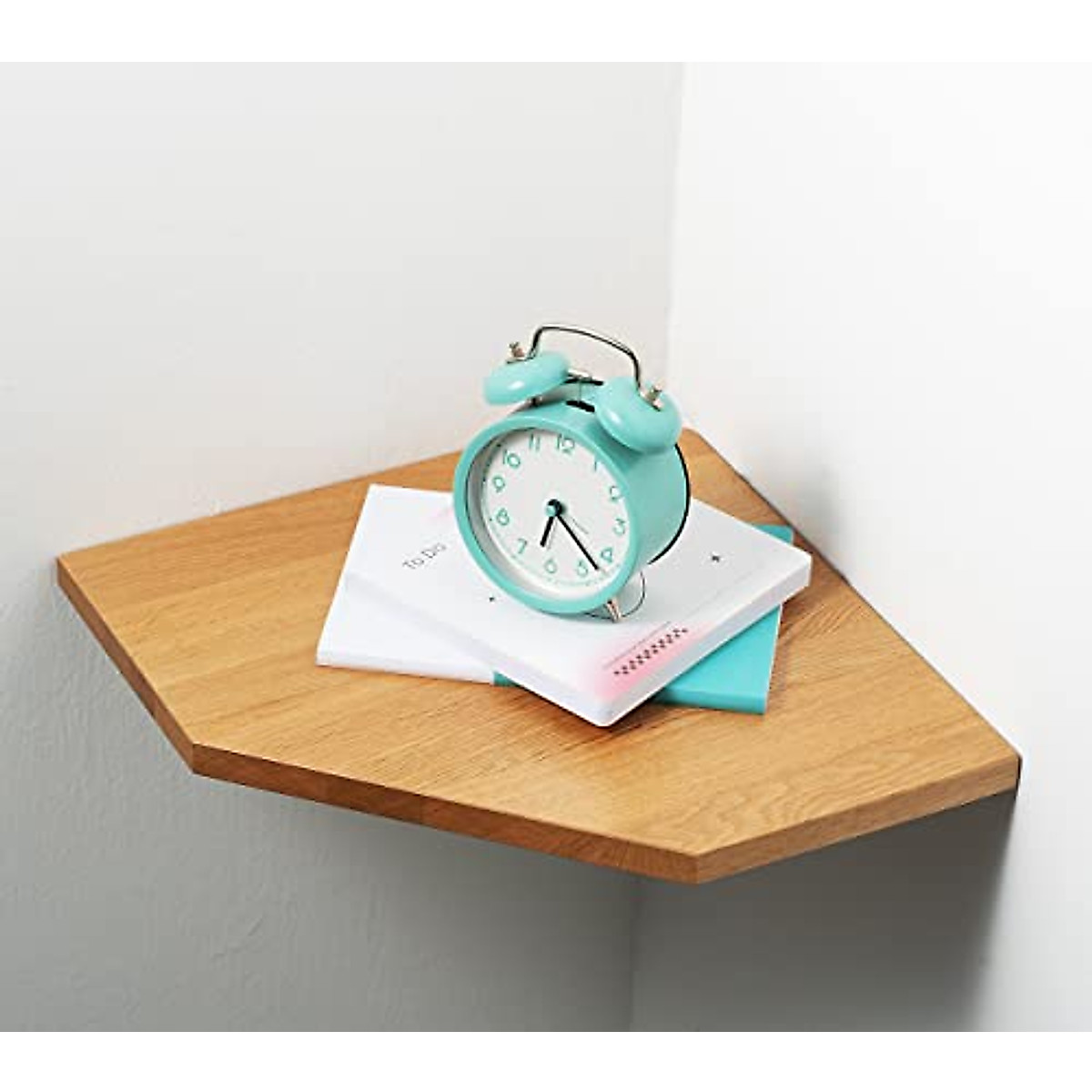 Corner Shelf Floating, Solid Oak Wood Corner Wall Shelf with Wire Hole for Cable, Small Plant Hanging Display Corner Shelf Wall Mount for Bedroom Living Room Kitchen