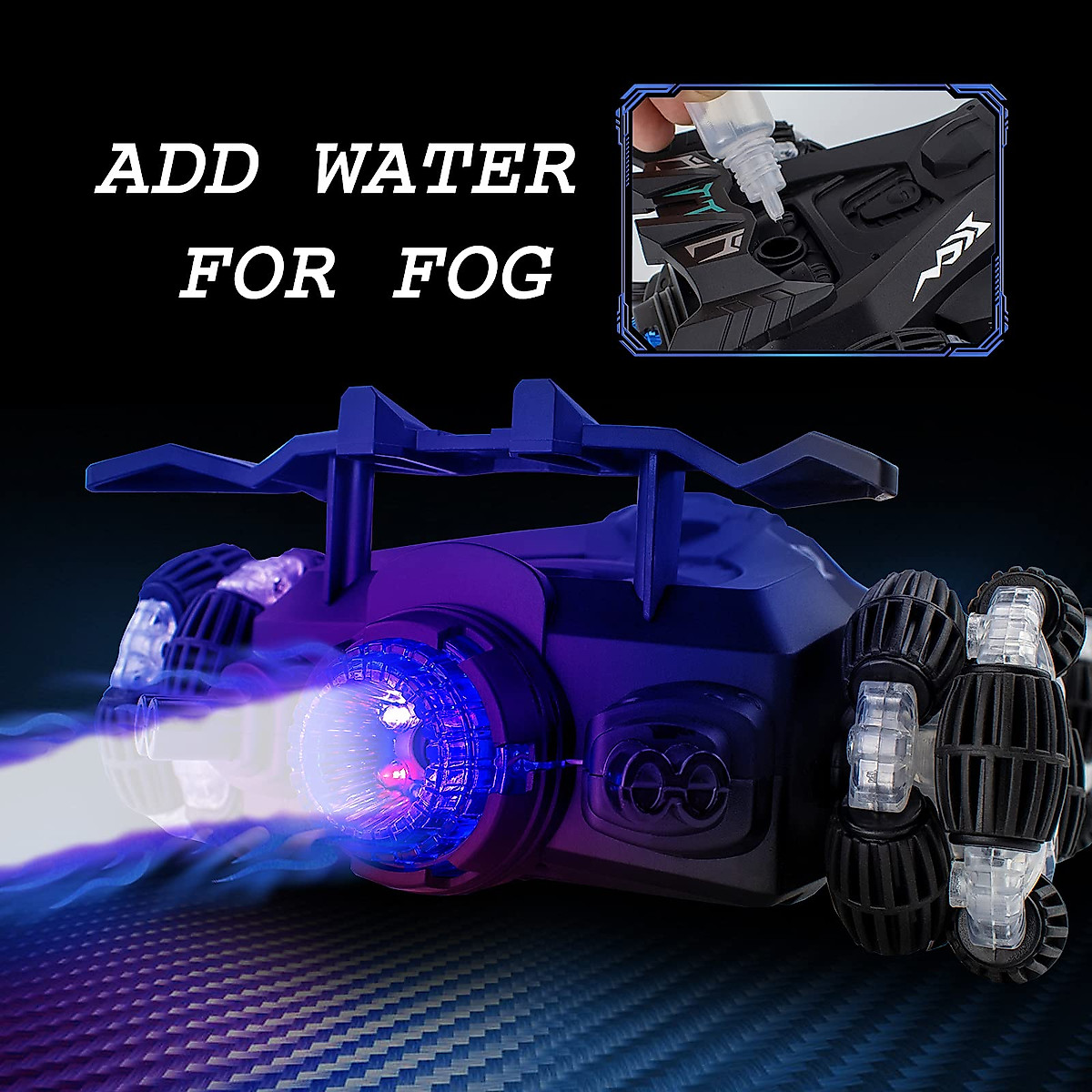 Jet Spray Remote Control Car for Kids and Children, Remote Control Vehicle Toy with Jet Spray Device Realistic Car Light Design and Engine Sound and Brake Sound, Best Gifts for Boys and Girls (Black)