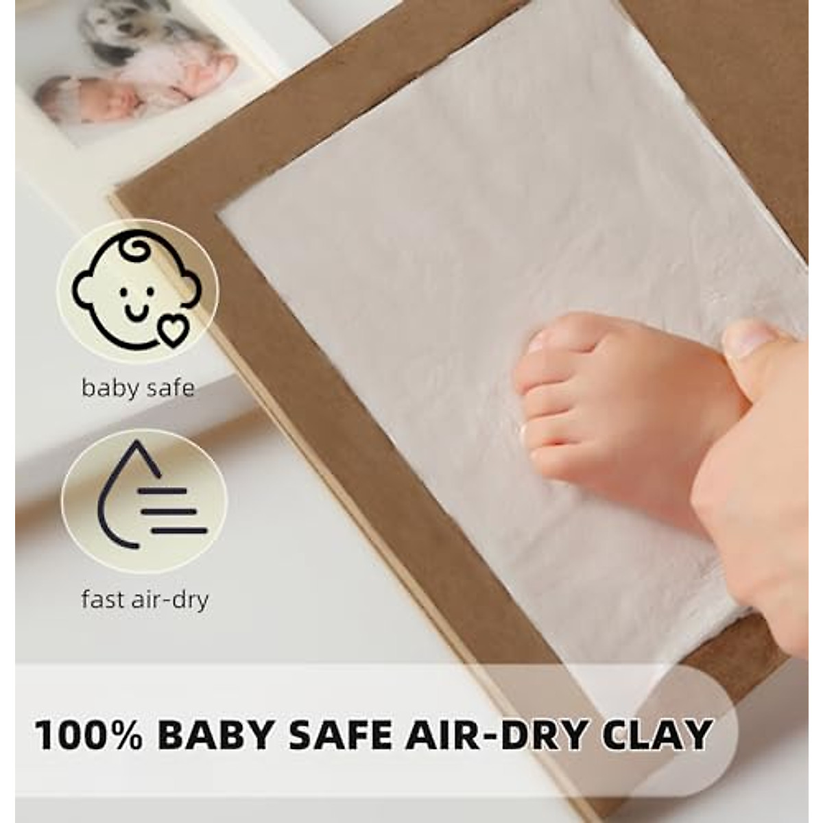 PewinGo Baby Footprint Kit,Baby Clay Hand and Footprint Kit,Newborn Baby Handprint Kit,Baby Keepsake Frames for First Mothers Day Gifts,Personalized Baby Shower Gifts for New Mom,New Parents