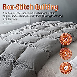 Cosybay Feather Comforter Filled with Feather & Down- All Season Grey Cal King Size Down Duvet Insert- Luxurious Hotel Bedding Comforters with 100% Cotton Cover - California King 104 x 96 Inch