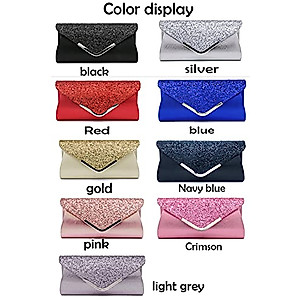 Shiny sequins wedding party clutch bag handbag purse shoulder bag woman (Navy blue)