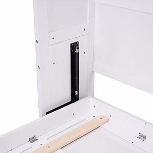 YSWH Queen Size Murphy Bed Chest Wall Bed, Wood Murphy Bed Wall Bed Frame, Mobile Versatile Cabinet Bed Folding Bed for Bedroom Furniture, Foldable Platform Bed Folded into Cabinet (White)