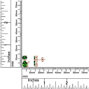 Mother's Day Jewelry Gift Pear & Oval Shape Simulated Emerald Cute Animal Kitty Cat Stud Earrings In 14k Rose Gold Over Sterling Silver