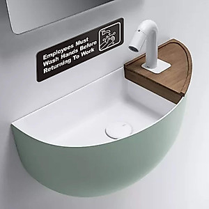 Employees Must Wash Hands Before Returning to Work Sign, (4 Pack) 9 x 3 Inch Acrylic Plastic Sign with Symbols, Self-adhesive, for Restaurant, Salons, Hotel, Motel, Rest Stops, Public Restrooms