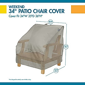 Duck Covers Classic Accessories Weekend Water-Resistant Patio Chair Cover with Integrated Duck Dome, 34 x 35 x 36 Inch, Moon Rock