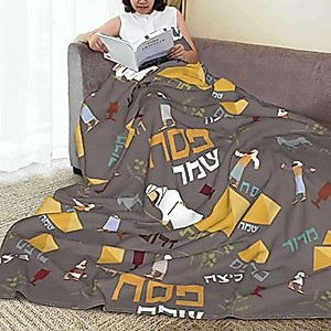 VJXZVJ Happy Traditional Jewish Passover Throw Blanket for Couch Sofa Bed, Cozy Warm Bedding Blanket Blankets 80"x60"