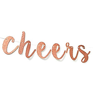 Rose Gold Glitter Cheers to Love Banner, Bunting Garlands for Wedding Engagement Anniversary Bridal Shower Party Decoration Supplies