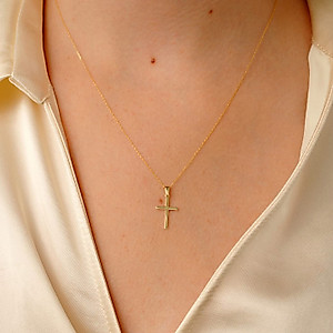 GELIN 14k Solid Gold Cross Necklace for Women