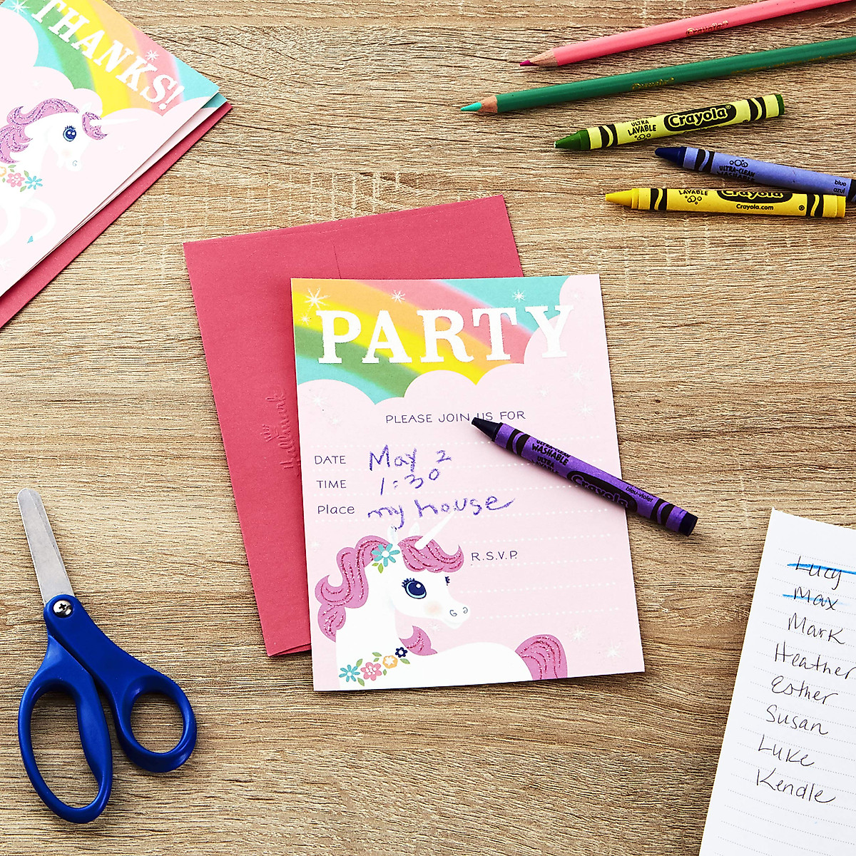 Hallmark Rainbow Unicorn Invitations and Thank You Cards Set (Pack Includes 10 Invites and 10 Thank You Notes)