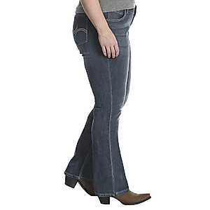 Wrangler womens Western Plus Size Mid Rise Stretch Straight Leg Jeans, Mid Wash, 18-30 US