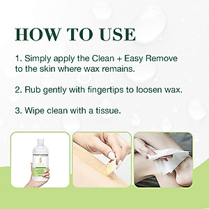Clean + Easy Remove - After Wax Remover for the Skin with Wheat Germ Oil, Post Waxing Cleanser, 16 oz