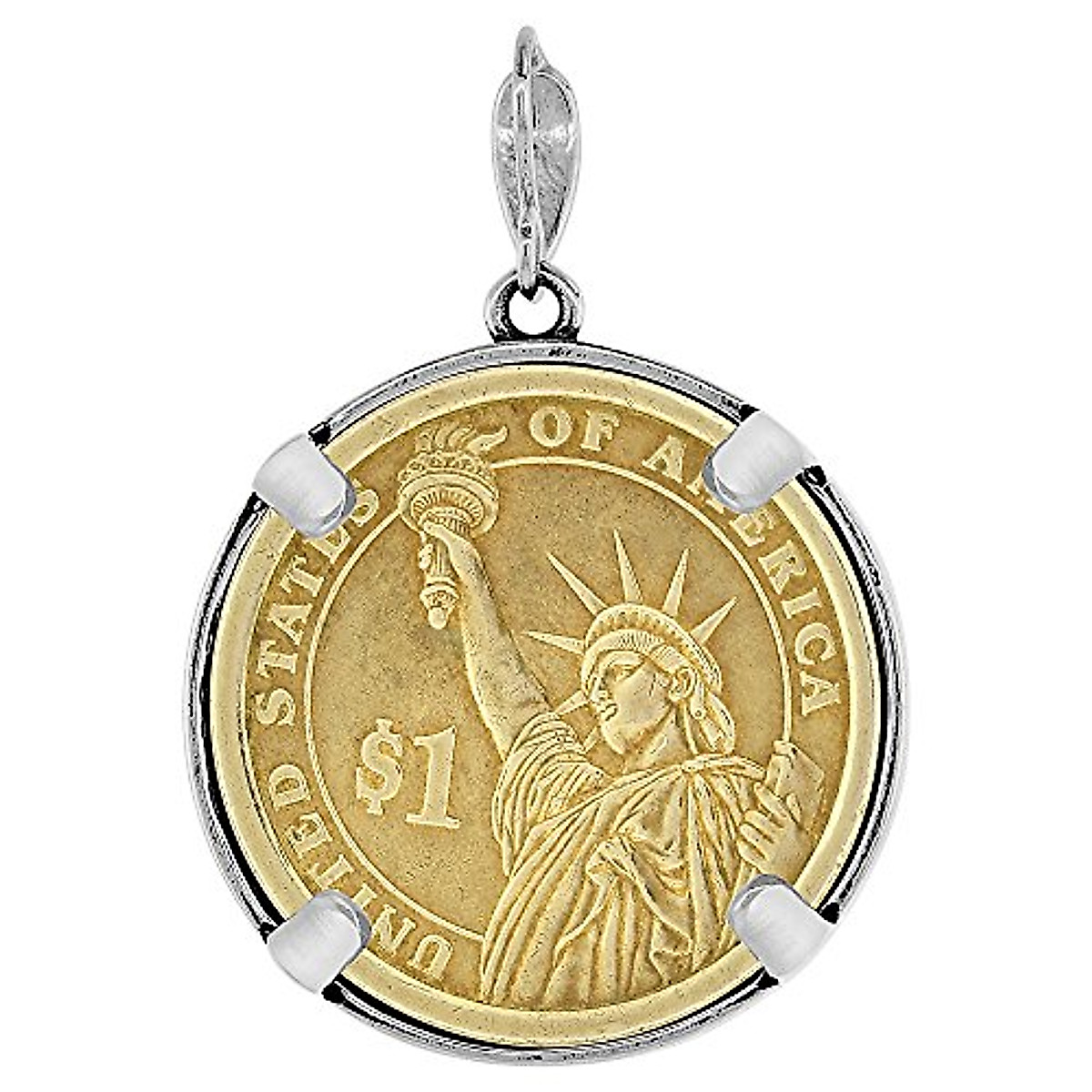 Sterling Silver Susan B. Anthony Bezel Sacagawea 26 mm Coins Prong Back Illusion Edge Coin NOT Included