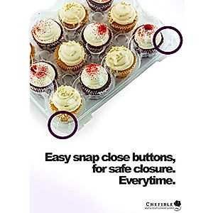 Chefible Premium Plastic Disposable 12 Cupcake Carrier Container Box, High Dome, Extra Sturdy For Easy Transport! 4 Pack