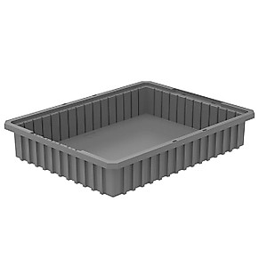 Akro-Mils 33224 Akro-Grid Plastic Slotted Dividable Modu Box Stackable Grid Storage Tote Container, (22-3/8-Inch L x 17-3/8-Inch W x 4-Inch H), (6 Pack), Gray