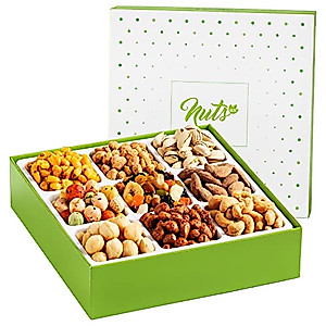 NUTS U.S. - Dried Fruits and Nuts Gift Basket | 9 Variety Healthy & Fresh Assorted Nuts Gift Box | Valentine`s Day - Birthday - Anniversary - Corporate Gift | Gourmet Sweet & Salty Food Gift Set