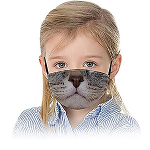 5 Pack Reusable Cotton Coverings Kids Cute Cat Print Face_Mask Washable Mouth Cloth Anti-Dust Bandana for Children