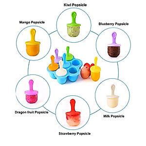 JBYAMUS Silicone Popsicle Molds, Ice Pop Molds, Storage Container for Homemade Food, Kids Ice Cream DIY Pop Molds - BPA Free (Blue)