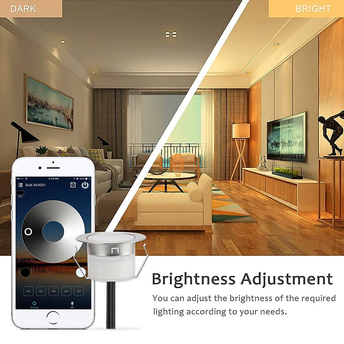 FVTLED WiFi Deck Lighting, WiFi Controlled 20pcs Low Voltage LED Step Lights Kit Φ1.77 Stainless Steel Waterproof Outdoor Recessed Stair Light Work with Alexa Google Home, Warm White