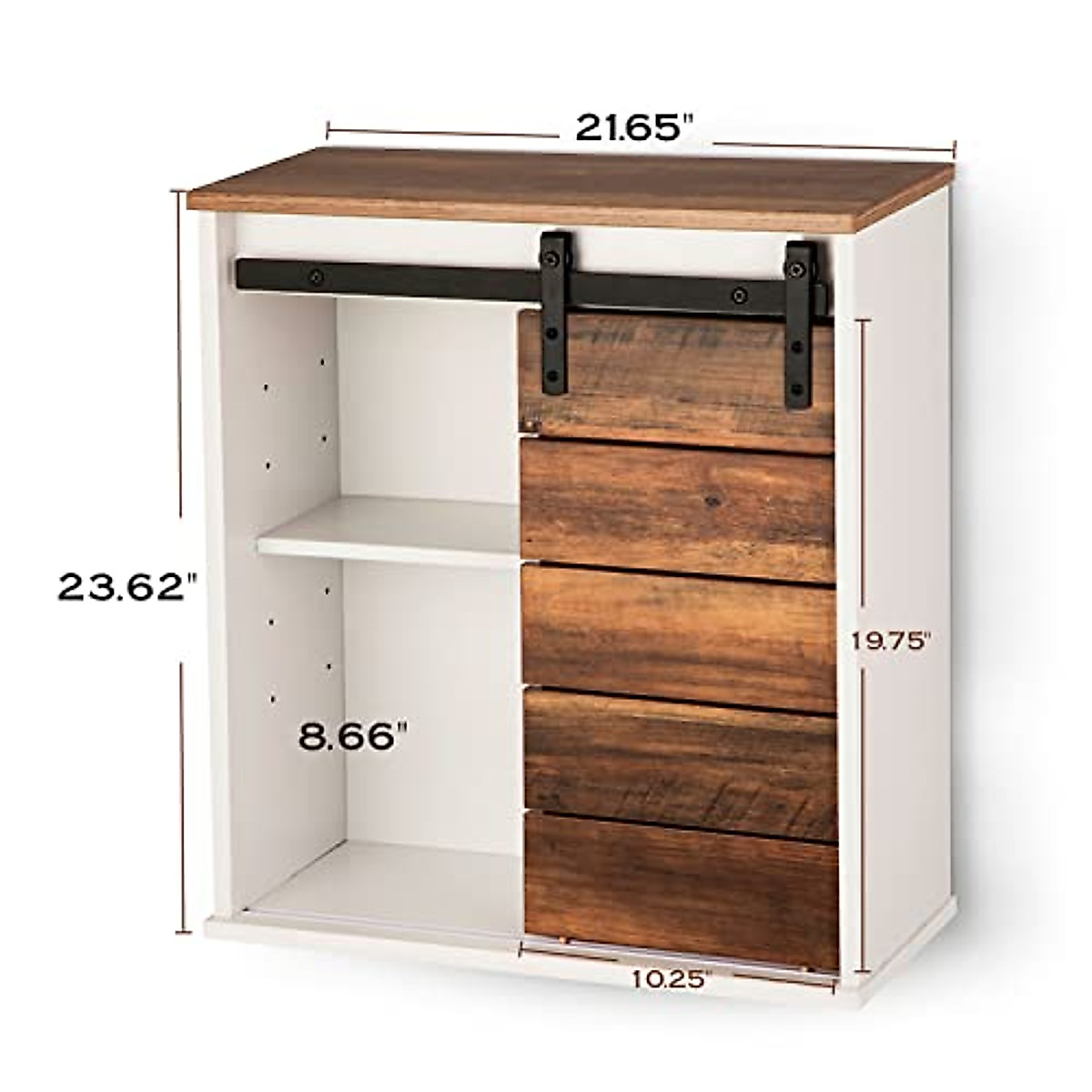 Landia Home Wall Mounted Bathroom Cabinet for Storage, Modern Farmhouse Style with Sliding Barn Door