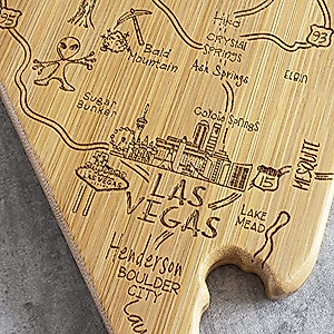 Totally Bamboo Destination Nevada State Shaped Serving and Cutting Board, Includes Hang Tie for Wall Display