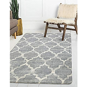 Lahome Moroccan Bedroom Rug - 3’x5’Area Rug Throw Washable Rugs Small Non-Slip Rug Accent Distressed Floor Carpet Rug for Door Mat Entryway Living Room Kitchen Laundry Room Rug Decor (3’ X 5’, Gray)