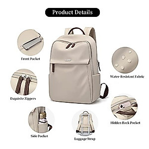 GOLF SUPAGS Womens Laptop Backpack with Separate Laptop Compartment Water Resistant Computer Backpacks Fits 14 Inch Notebook Travel Work College Bags (Apricot)