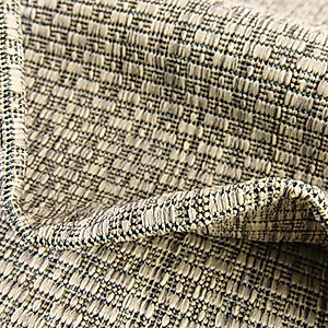 Unique Loom Collection Casual Transitional Solid Heathered Indoor/Outdoor Flatweave Area Rug, 4 ft x 6 ft, Light Gray/Ivory