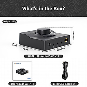 NEOHIPO H1 USB Gaming DAC Headphone Amplifier, Mini Hi-Fi Digital-to-Analog Amp, 3.5MM/6.35MM/Mic/EQ Opt/Coa/RCA Outputs with Treble & Bass Switch for PS5/PC/MAC/Computer