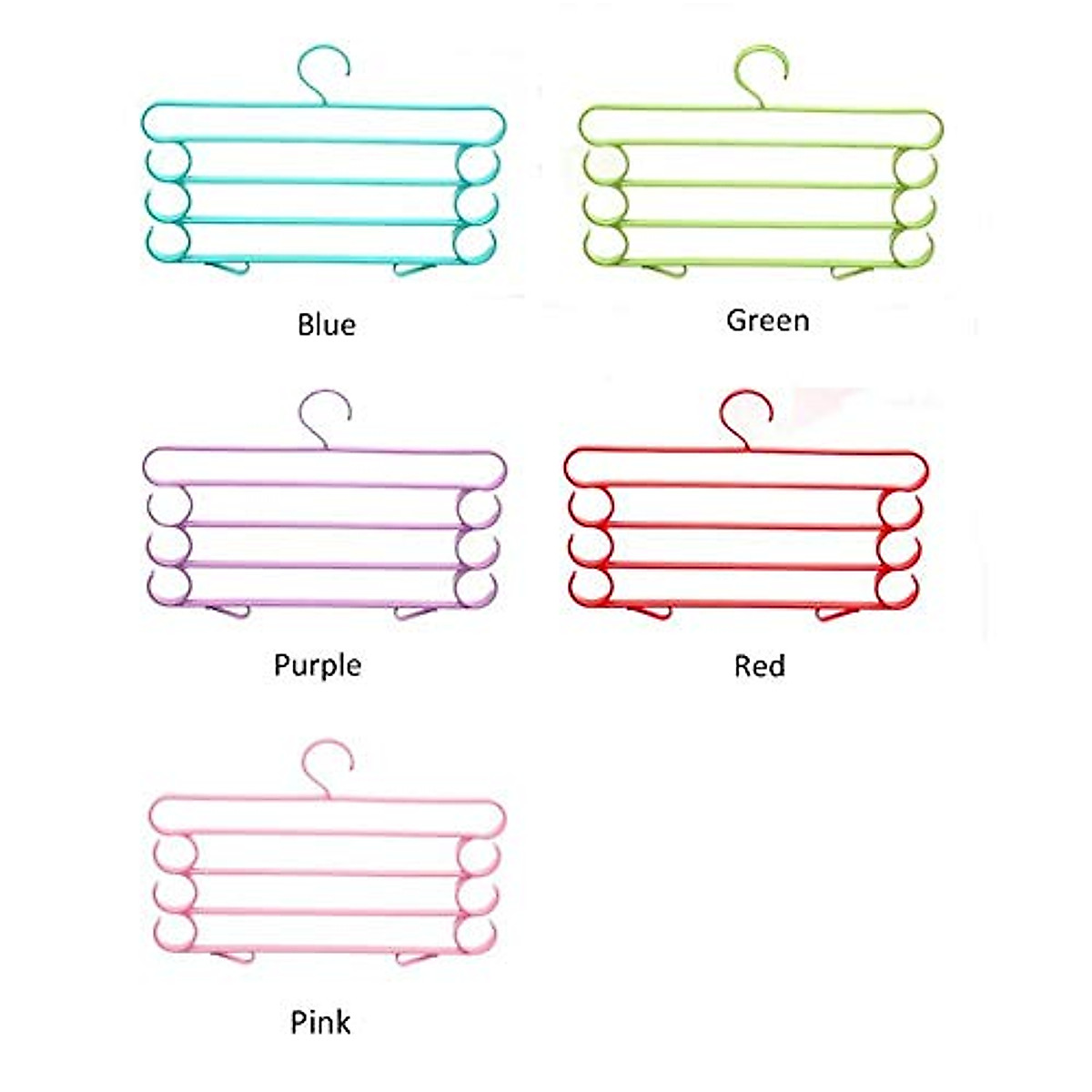 WXZNB Hangers 3Pcs Plastic 4 Layers Pants Trousers Hanger Holder Space Saving Clothes Belt Tie Scarf Towels Storage Organizer 7F