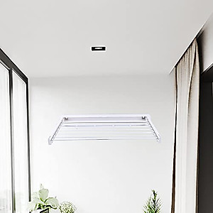 Headery Invisible Folding Wall Mounted Clothes Drying Rack Hanger,Space Saving Laundry Drying Rack,Collapsible Wall Mounted Hanger with 7 Drying Rods and 4 Movable Hooks