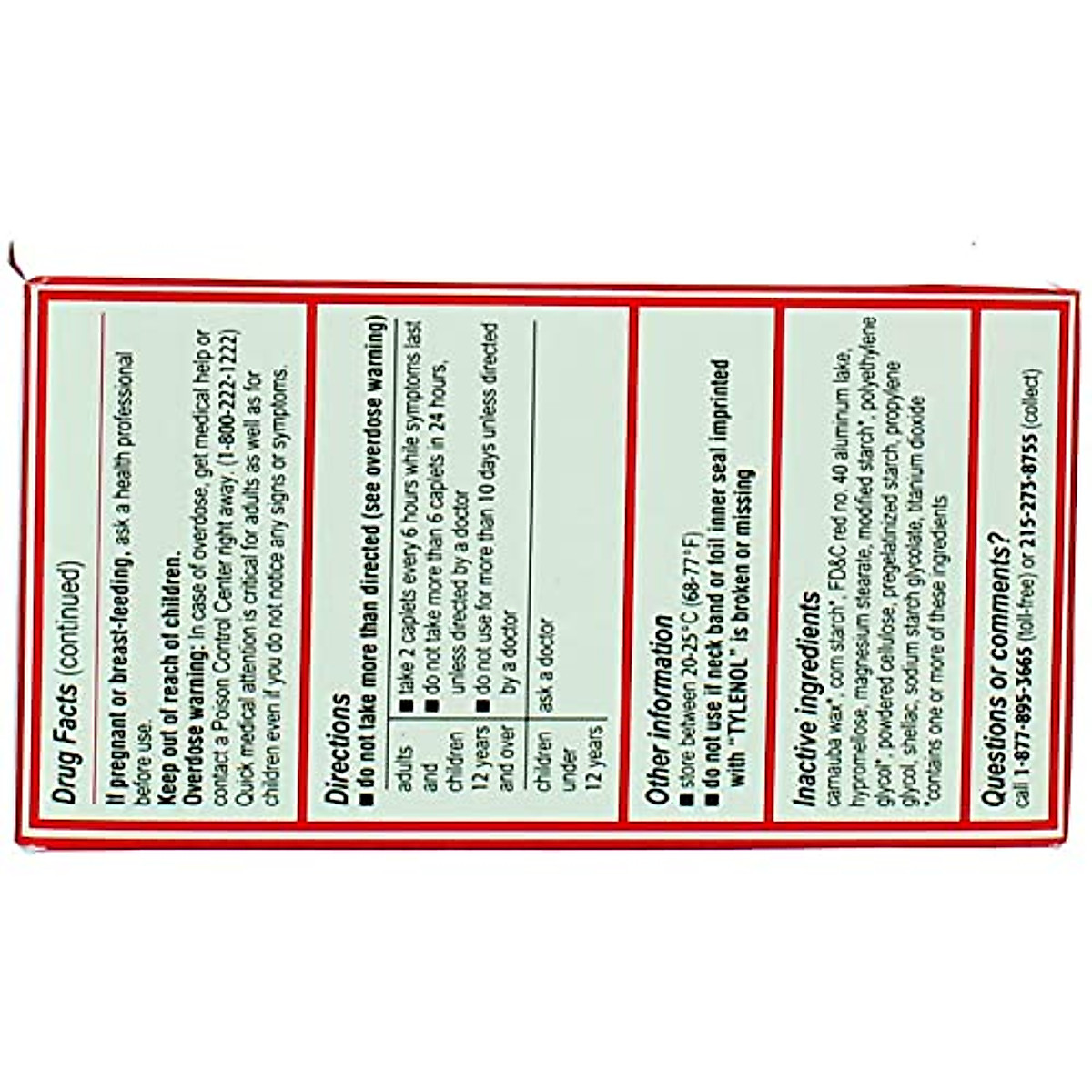 Tylenol Extra Strength Caplets, 500mg - 100 ct, Pack of 4