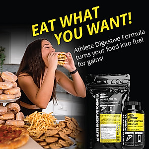 Gains in Bulk, Athlete Digestive Formula, Digestive Enzymes and Probiotics (90 Count) 8 Strains of Live probiotics, 16 Different Plant enzymes. Patented Stabilized Probiotics